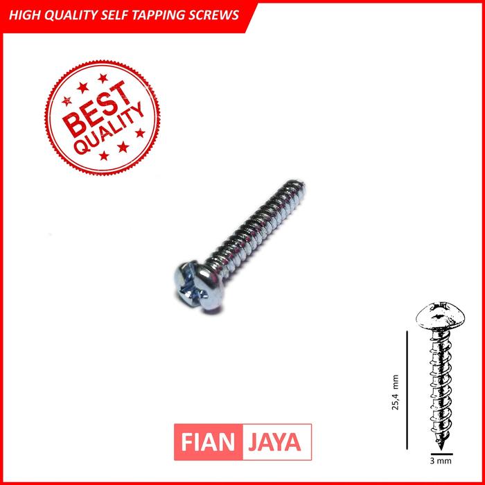 Jual Skrup M3 x 25 mm baut sekrup JP skrub PH screw tapping 6 x 1 inch ...