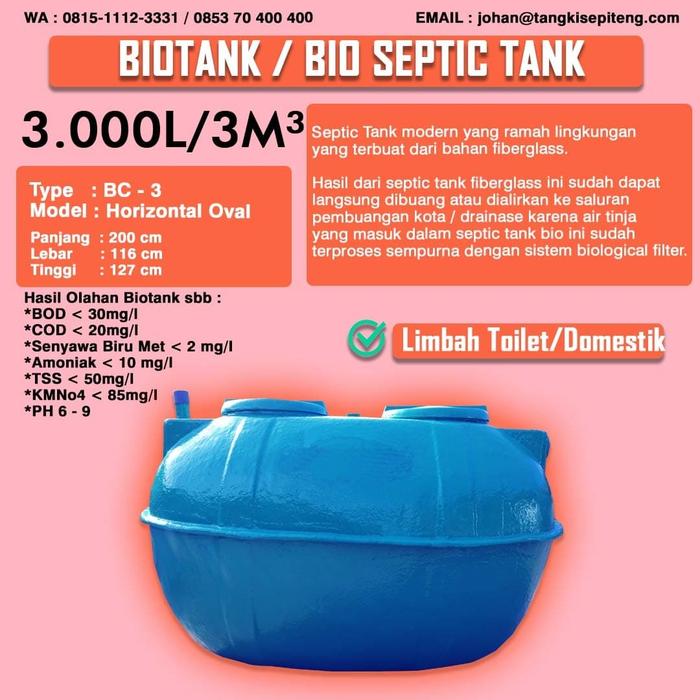 Jual Bio Septic Tank Biotank System BIOTECH 3 m3/day 3000 liter/day ...