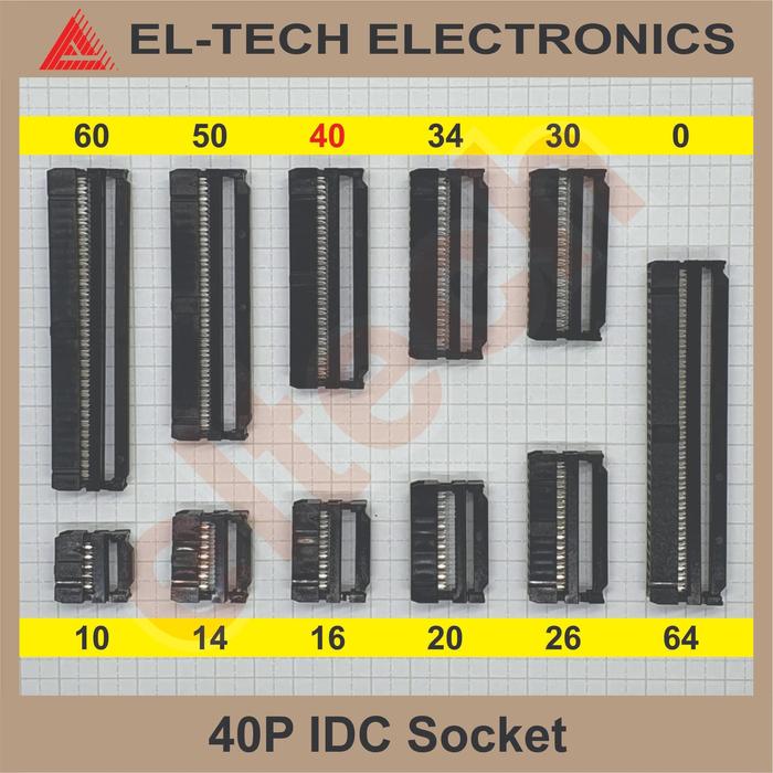 Jual 40 40P 40Pin P Pin IDC Header Socket Female Pasang Ke Kabel Flat ...