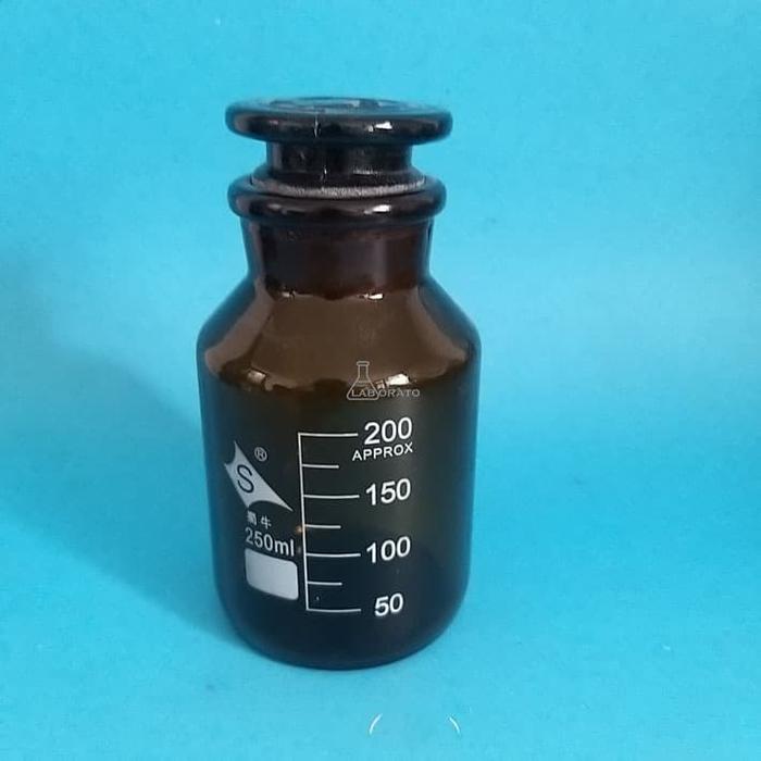 Jual BOTOL REAGEN 250ml COKLAT MULUT BESAR REAGENT BOTTLE BROWN 250 ml ...