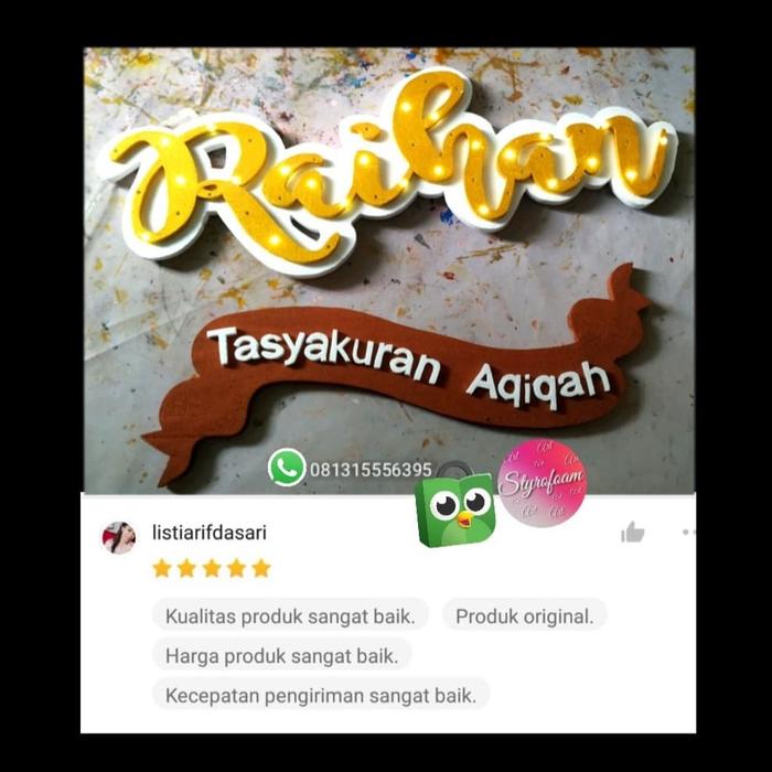 Jual Tasyakuran aqiqah Styrofoam nama gabus / hiasan dinding - Jakarta ...