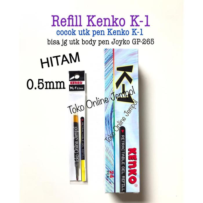 Jual Refill pulpen KENKO K1 0.5 HITAM tinta gel isi ulang pen jel ...