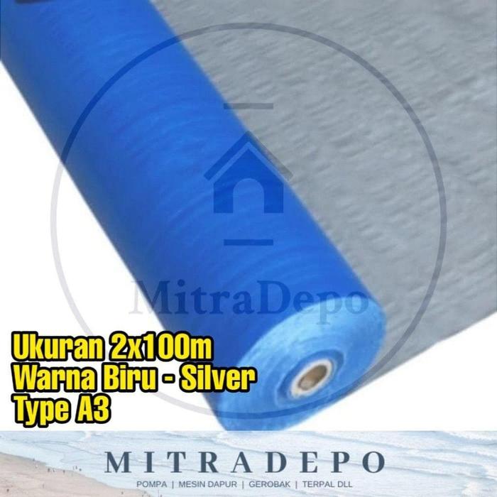 Jual A3 Uk. 2X100m BIRU SILVER TERPAL ROLL (ROLLAN) PLASTIK/KOLAM/TENDA ...