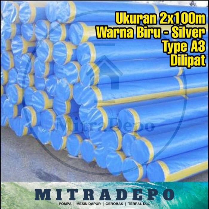 Jual A3 2X100M BIRU SILVER TERPAL ROLL LIPAT PLASTIK/KOLAM/TENDA/TRUK ...