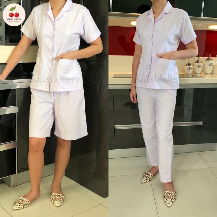 Jual Baju seragam suster/ baju baby sitter/ baju nanny (putih polos ...