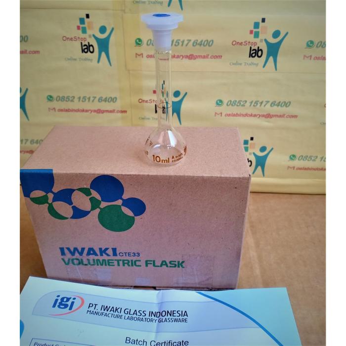 Jual Volumetric Flask Clear 10 ml Labu ukur tutup plastik IWAKI ASLI - Kab. Bekasi - OneStop ...