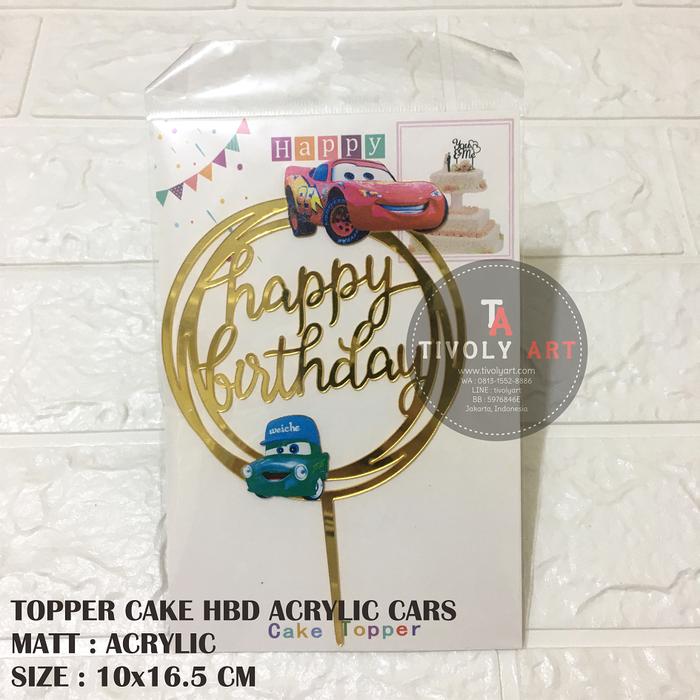 Jual Topper Cake HBD Acrylic CARS / Cake Topper Acrilic CARS / Hiasan ...