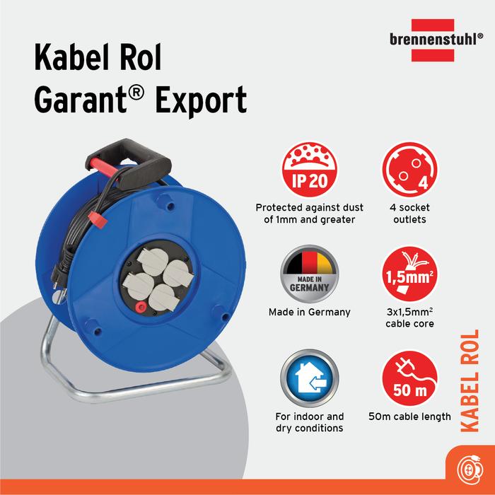 Promo Kabel Rol 4 Lubang Brennenstuhl Cable Reel Garant Export 50m 4 ...