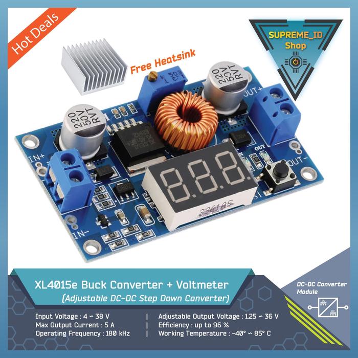 Jual XL4015-E DC-DC Step Down Buck Converter + Voltmeter | 5A 75W - Jakarta Utara - Supreme ID ...