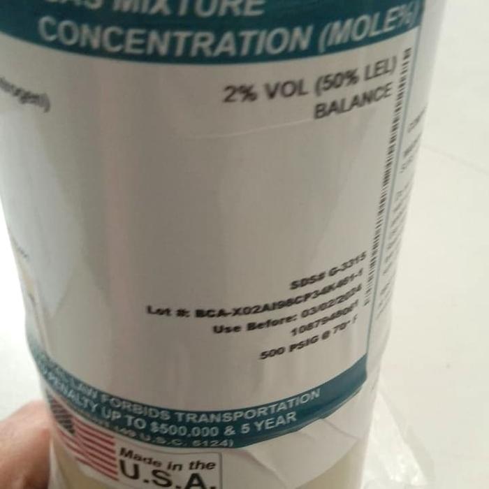 Jual Calibration Gas Hydrogen(H2) Vol (50%LEL) - Jakarta Utara ...