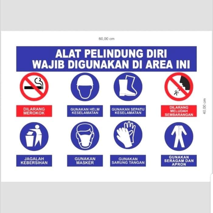 Jual SIGN STIKER AREA WAJIB APD ALAT PELINDUNG DIRI UK 40X30CM K3 RAMBU ...
