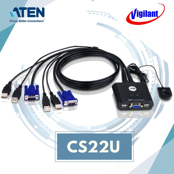 Jual ATEN CS22U 2-Port USB VGA Cable KVM Switch with Remote Port ...