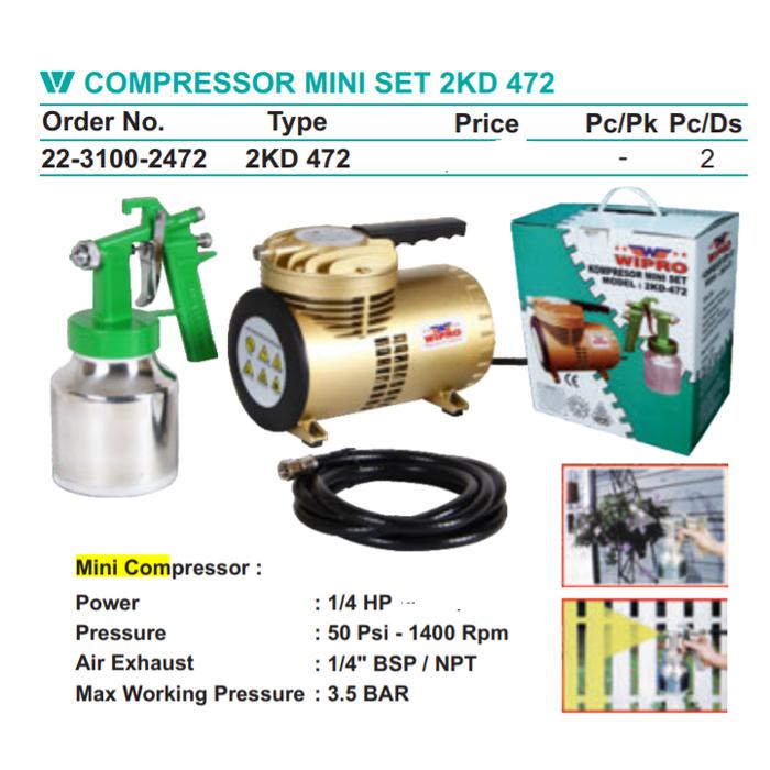 Jual Mini Air Compressor Set + Spoit WIPRO Kompresor Kompressor 200 ...