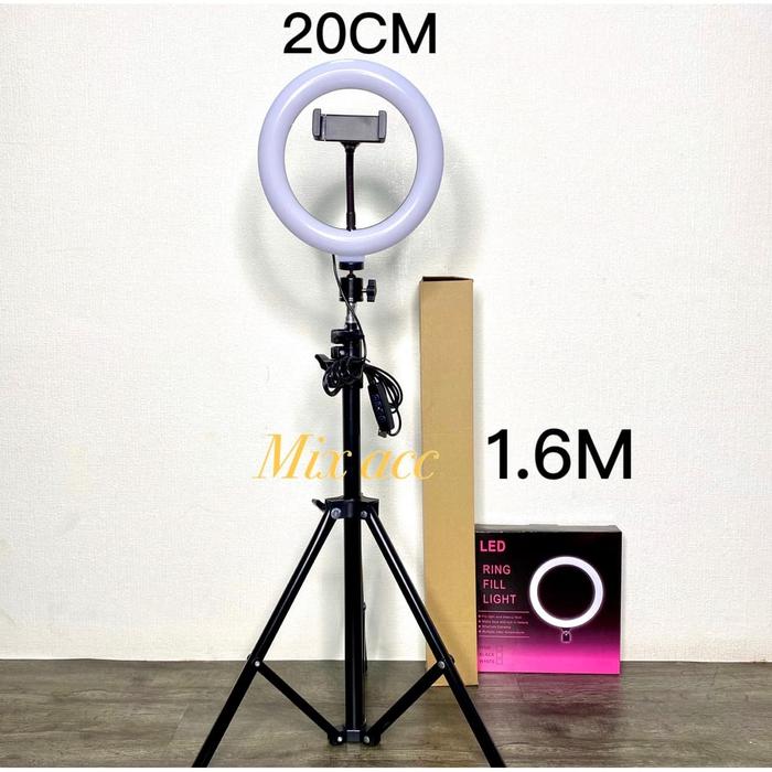 Jual Ring Light 20cm + Light Stand Tripod 2m 1.6m 1.1m Selfie Vlogger ...