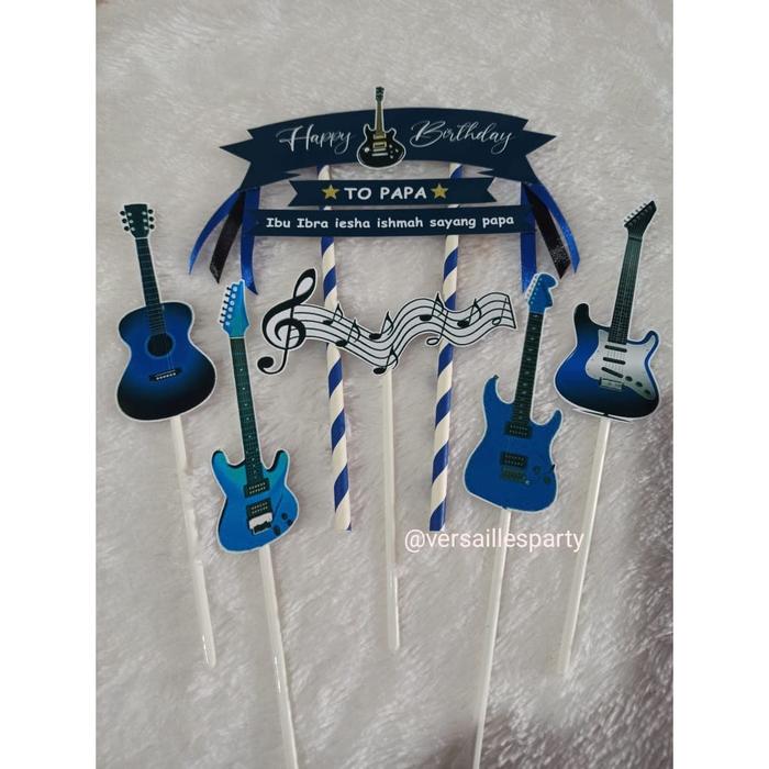 Jual Cake Topper Gitar /Cake Topper Musik / Hiasan Kue Gitar / Kue ...
