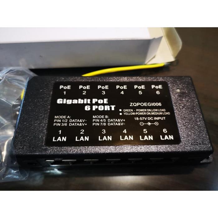 Jual Multi-port POE Injector Gigabit 48V 24V POE Panel 6 Port - Jakarta ...