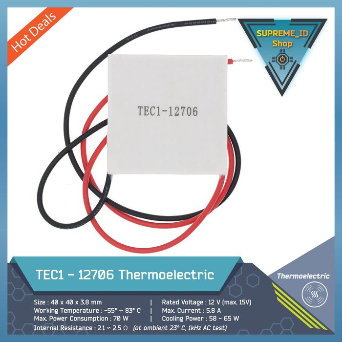 Jual Peltier ThermoElectric Cooling Ceramic Heatsink (12V | 40x40mm ...