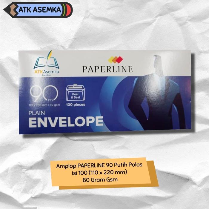 Jual Amplop PAPERLINE 90 Putih Polos isi 100 (110 x 220 mm) 80 Gram Gsm ...