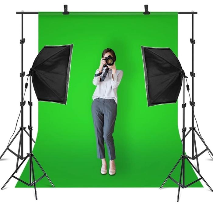 Jual Background Stand 2x3m - telescopic bar - with kain green screen ...