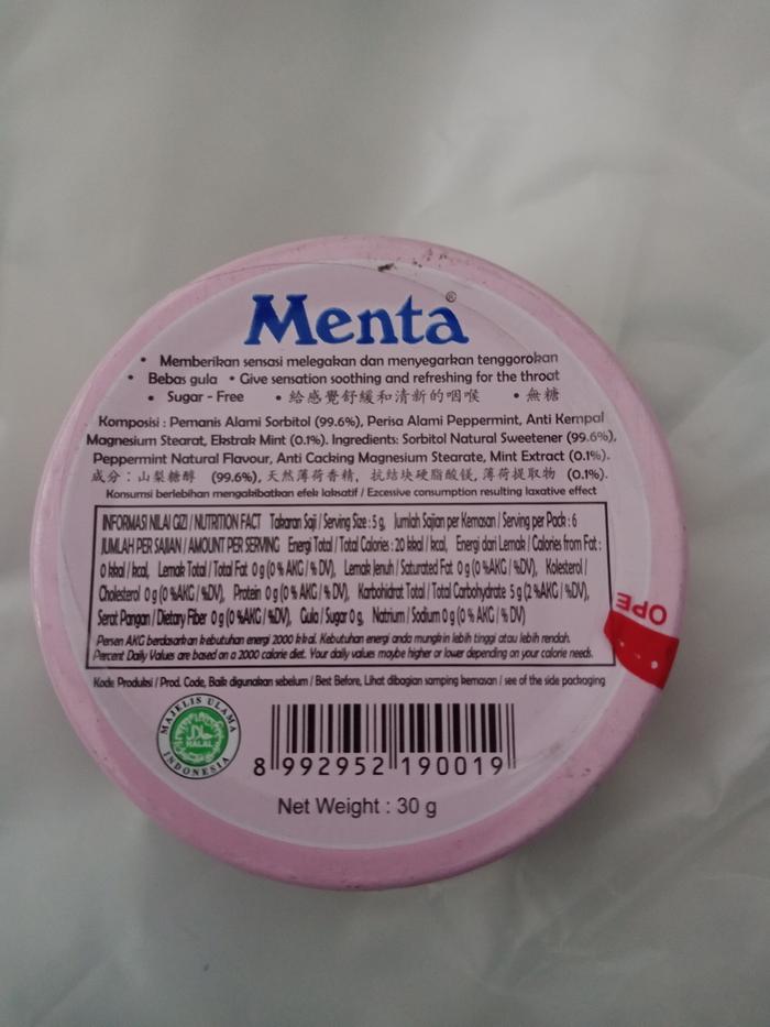 Jual Menta Cool Mint Sugar Free/Permen Bebas Gula Menta 30 g - Kota ...