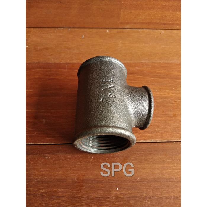 Jual Tee BS Drat 1 x 3/4" inch Tee Reducer Sambungan Pipa Besi Black ...