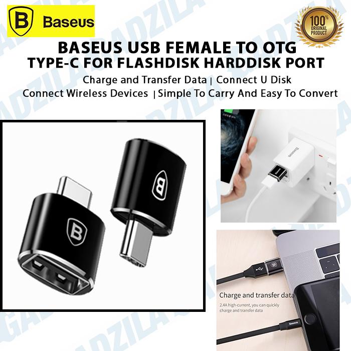 Promo BASEUS USB FEMALE TO OTG TYPE-C FOR FLASHDISK HARDDISK PORT ...