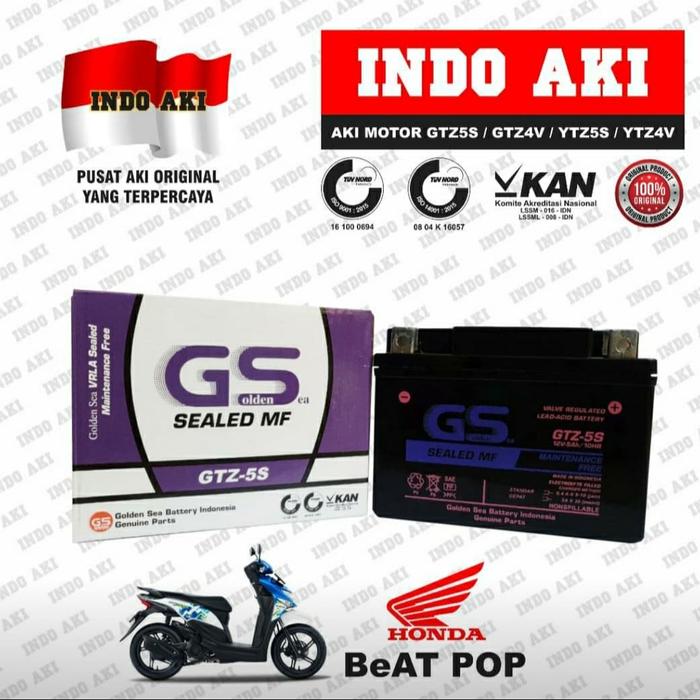 Jual Aki Motor Honda Beat Pop GTZ5 GTZ5S GTZ 5S GS GoldenSea Accu Kering MF - Kota Surabaya ...
