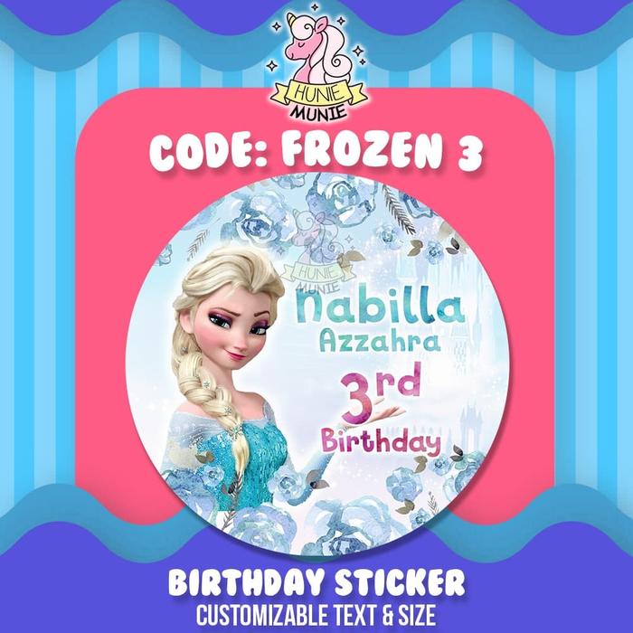 Jual Sticker Birthday Custom - Frozen - Princess Elsa (20pcs)- Stiker ...