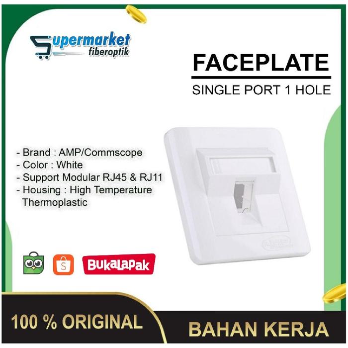 Jual Faceplate Kit Single Port 1 Hole RJ45 RJ11 Modular Jack AMP ...