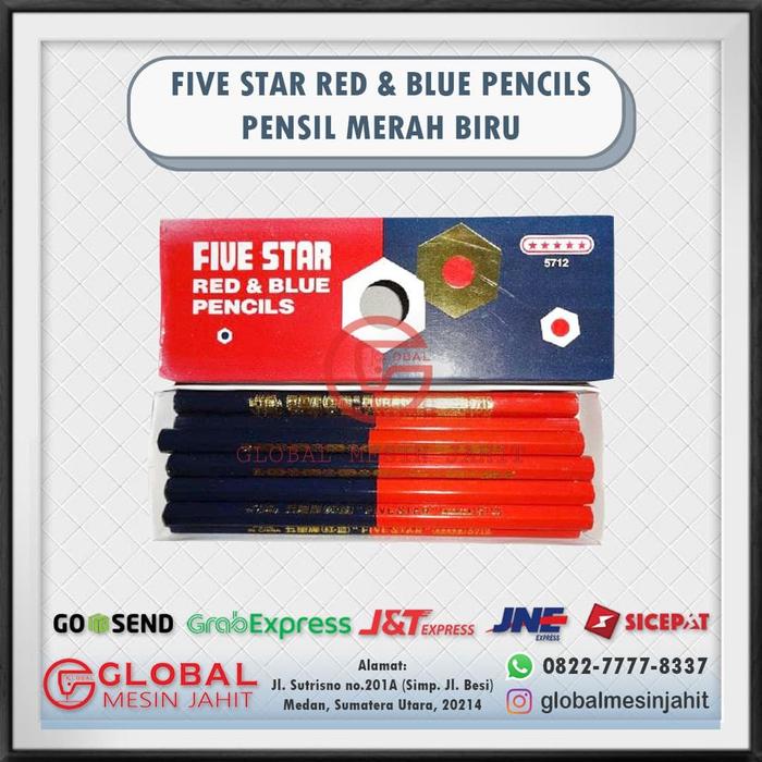 Jual ORIGINAL PENSIL MERAH BIRU BESAR / PENSIL POLA MERAH BIRU BESAR ...