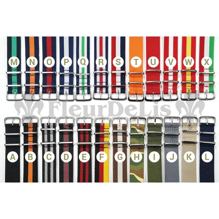 Jual NATO WATCH STRAP TALI JAM TANGAN CANVAS BUCKLE 18mm 20mm 22mm TYPE ...
