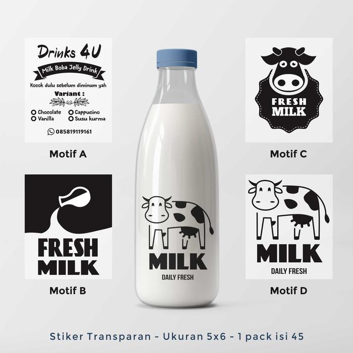 Jual Stiker Transparan Label botol atau Cup ukuran 5x6 cm per pack isi ...