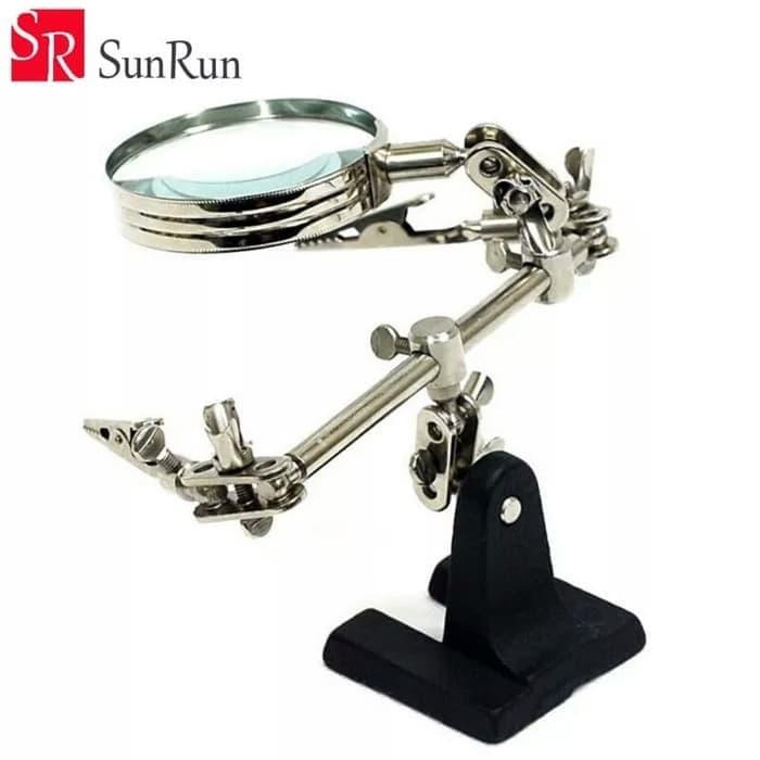 Jual alat bantu solder kaca pembesar-penjepit PCB loupe-helping hand ...