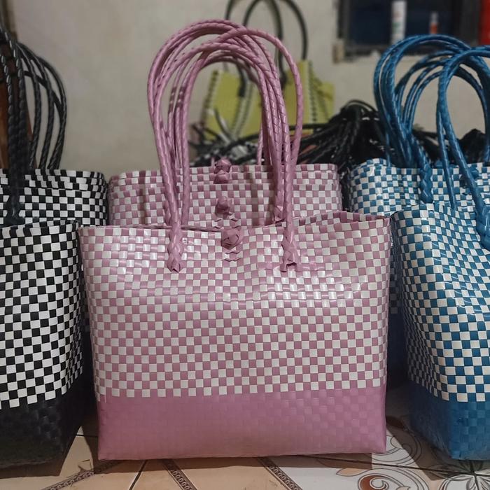 Jual Tas Cantik Anyaman Motif Baru Ukuran XL - Merah Muda - Kab ...