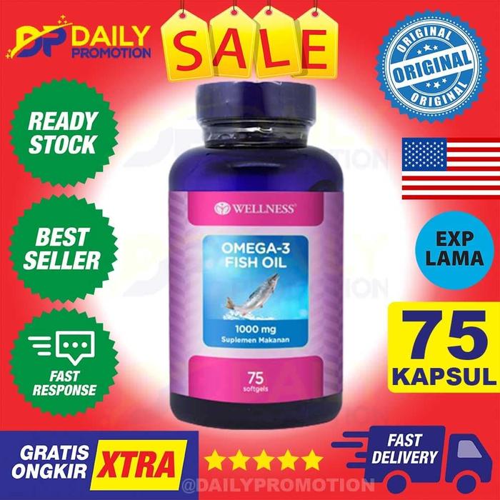 Jual WELLNESS OMEGA 3 1000 MG FISH DHA SALMON OIL 6 9 MINYAK IKAN 75 ...