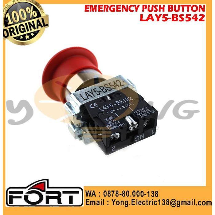 Jual Emergency STOP / FORT / LAY5-BS542 / 1NC / 22mm / Emergency LOCK ...