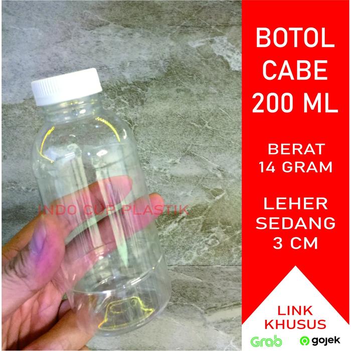 Jual Botol Cabe 200 ml / Botol Plastik 200 ml (14gr) - Putih, Pendek ...
