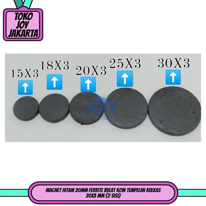 Jual Magnet Hitam 20mm Ferrite Bulat Koin Tempelan Kulkas 20x3 mm (2 ...