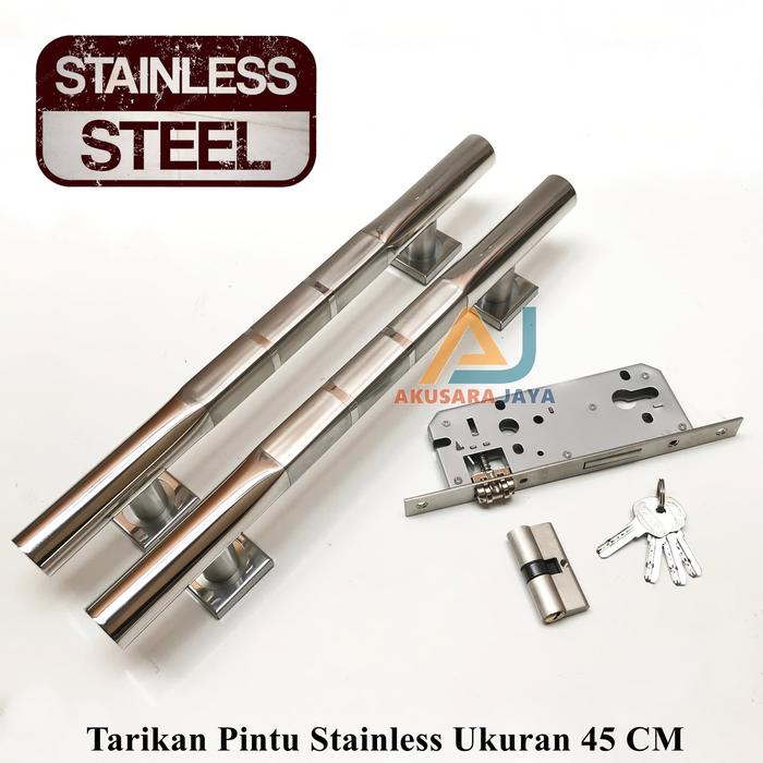 Jual 1 pasang Pull Handle+Body Kunci/Gagang Pintu/Suling Kubus SS 45 Cm ...