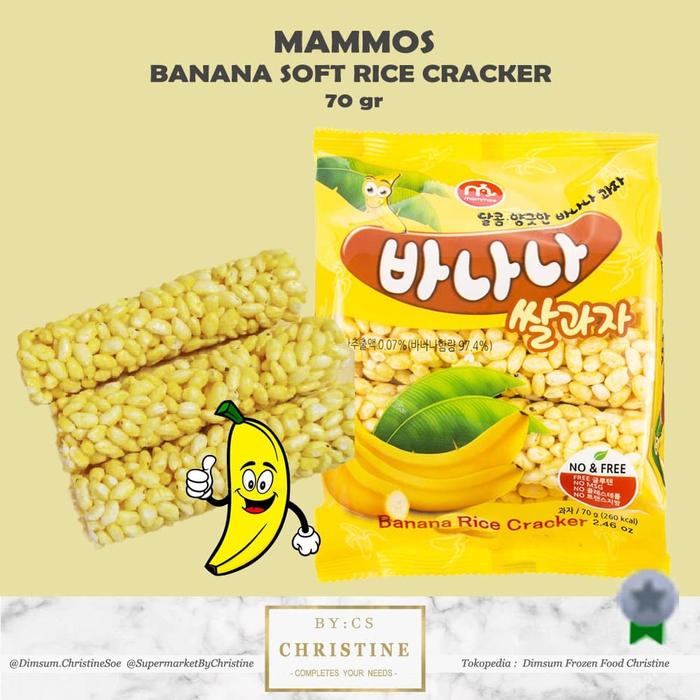 Jual MAMMOS BANANA RICE CRACKER RENGGINANG SNACK KOREA JIPANG BIPANG 70 ...
