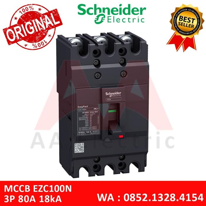 Jual MCCB EZC100N 3P 80A 18kA EasyPact Schneider - Jakarta Pusat - AA ...