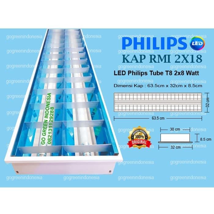 Jual Kap Lampu TL type RMI 2x8 Watt lampu TL LED - led, Philips - Kota ...