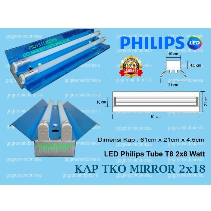 Jual KAP Lampu TL reflector type TKO 2x8 watt lampu LED - philips ...