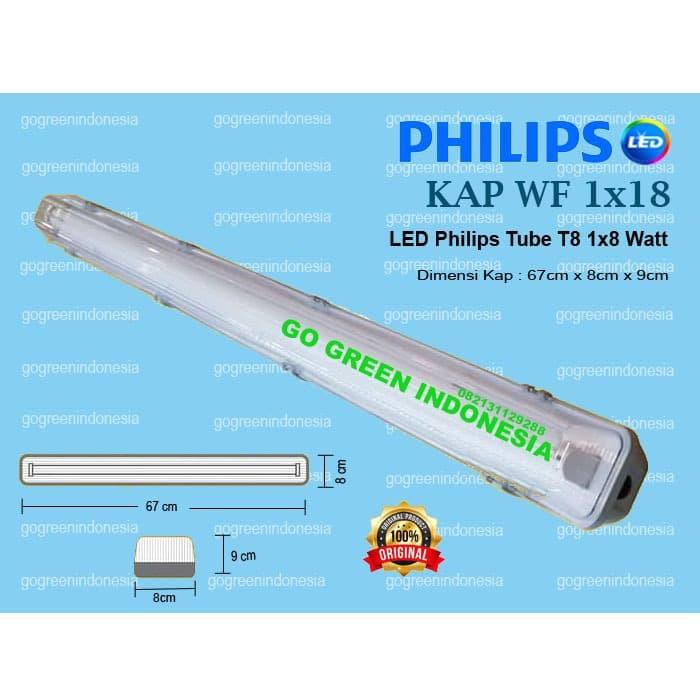Jual Kap lampu T8 1x8w IP65 + Lampu TL LED 8 watt (1pcs) - PHILIPS ...