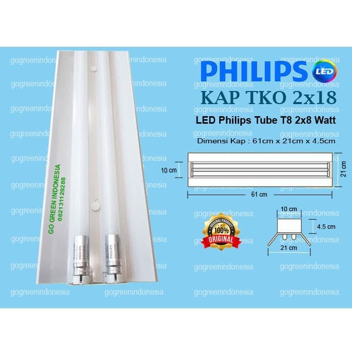 Jual KAP Lampu TL polos type TKO 2x16 watt lampu TL LED 2pcs - Kota Surabaya - gogreenindonesia ...