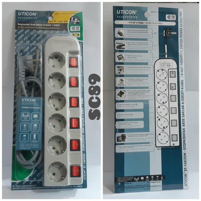 Jual TERMINAL COLOKAN STOP KONTAK UTICON 6 LUBANG KABEL 1,5 METER ...