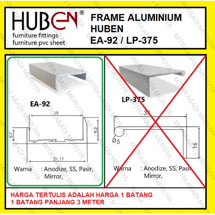 Jual Profil Frame Handle Alumunium Aluminium HUBEN EA 92 EA92 EA-92 ...
