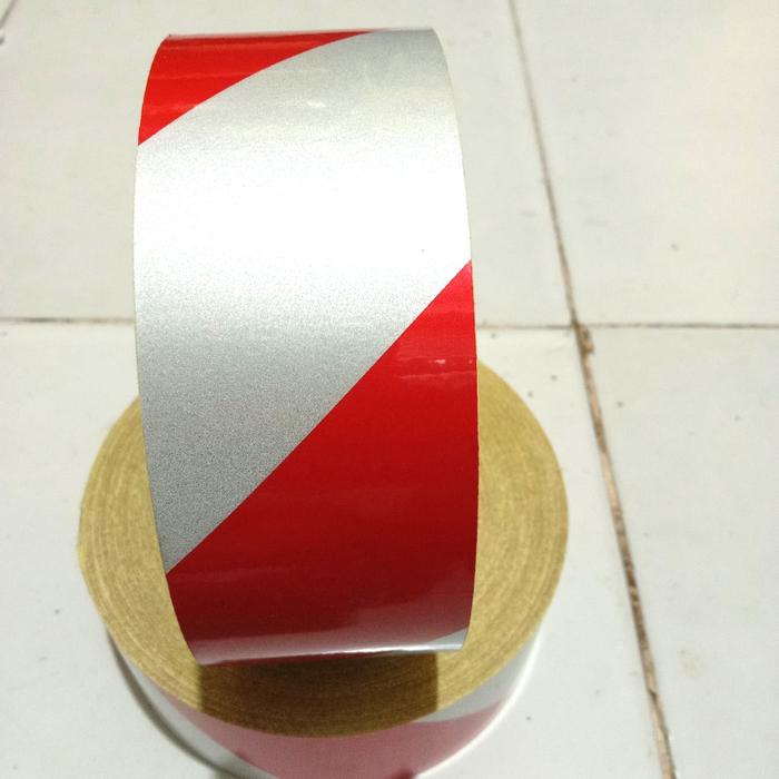 Jual sticker reflektive - stiker Reflektor merah putih 5 cm x 45 mtr ...