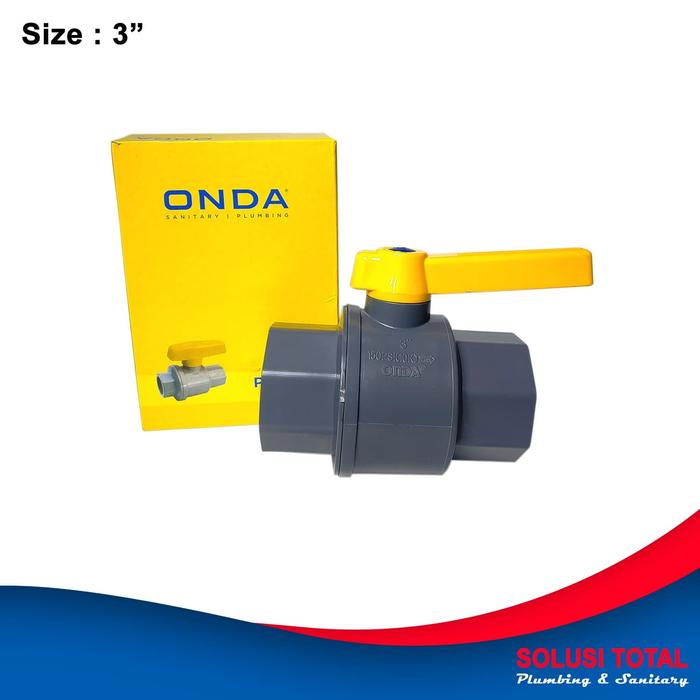 Jual Ball Valve PVCBV 3" ONDA Polos Stop Kran Plastik PVC kuning 3 inch ...