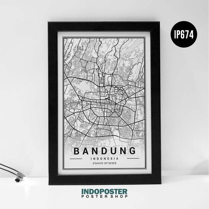 Jual Poster City Map Peta Kota Bandung Indonesia - M - Kab. Bandung ...